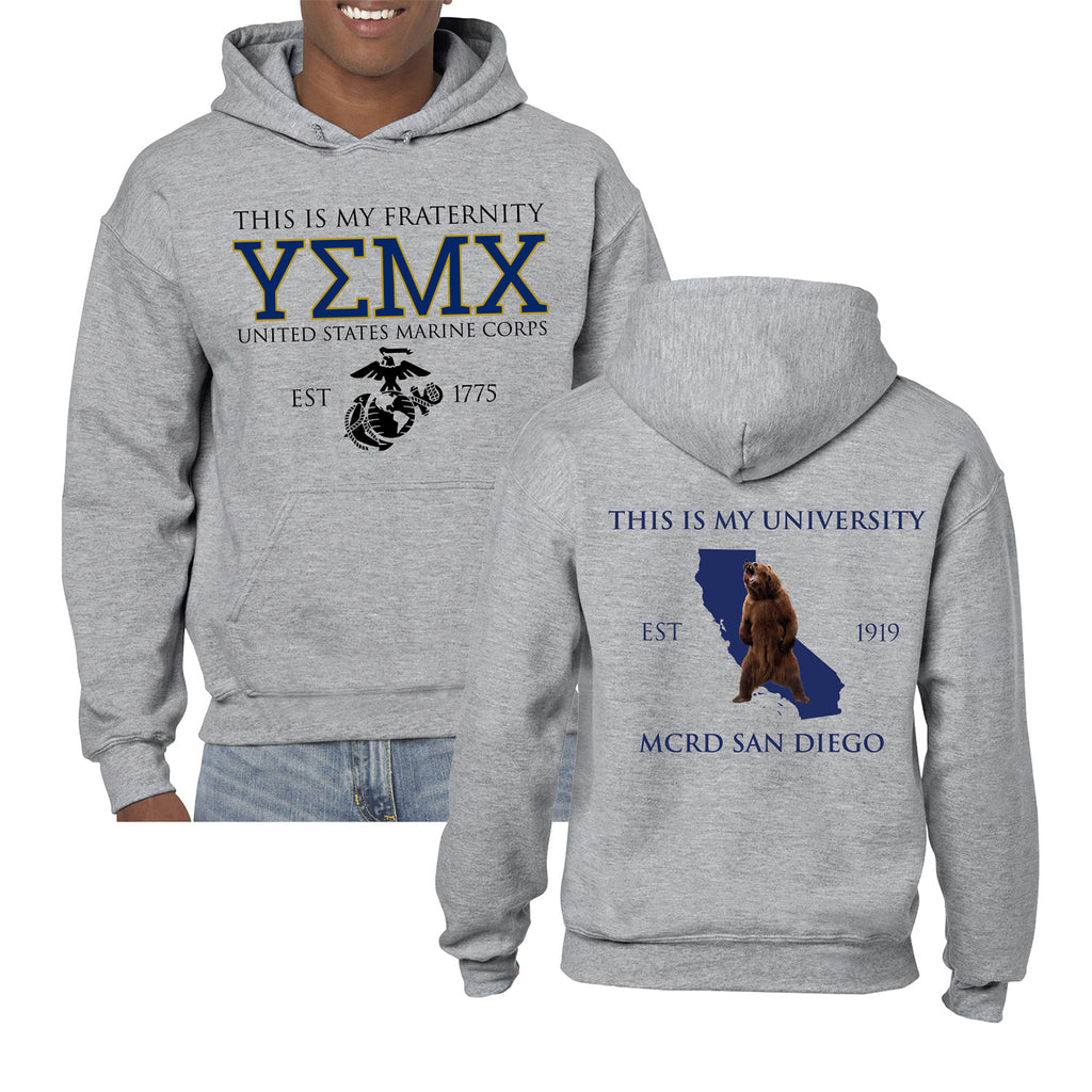 Marine Corps USMC Fraternity Hoodie-Parris Island or MCRD San Diego