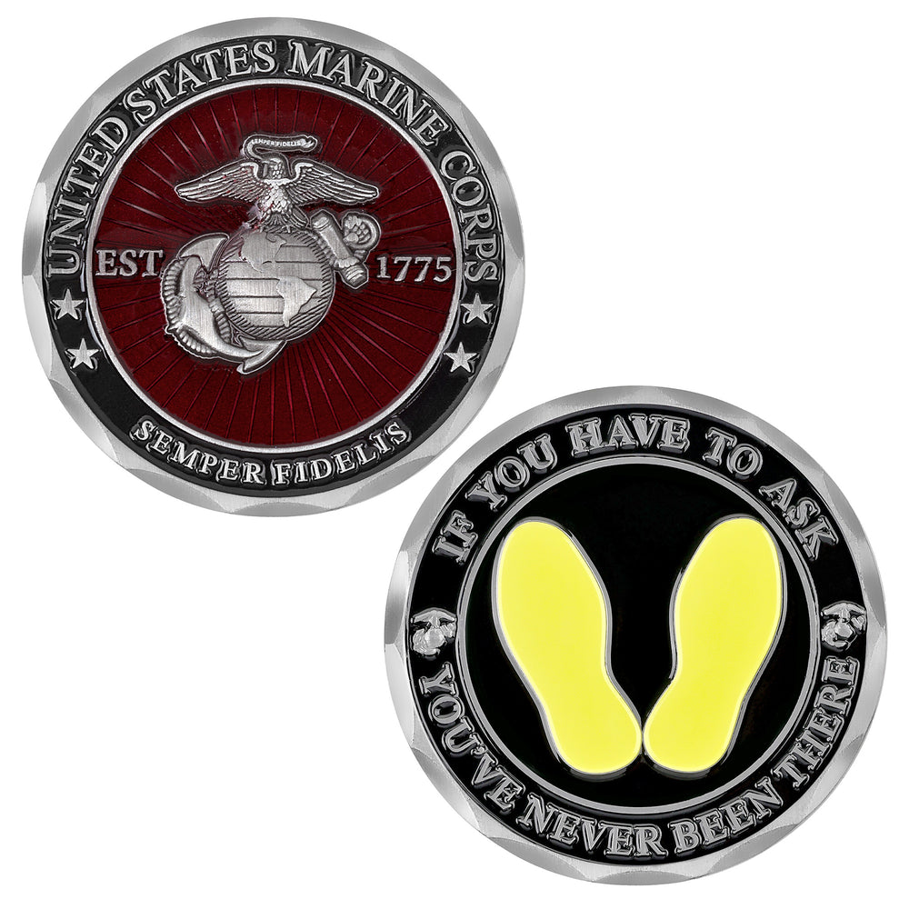USMC Yellow Footprints Coin-if You Have to Ask Marine Corps Challenge
